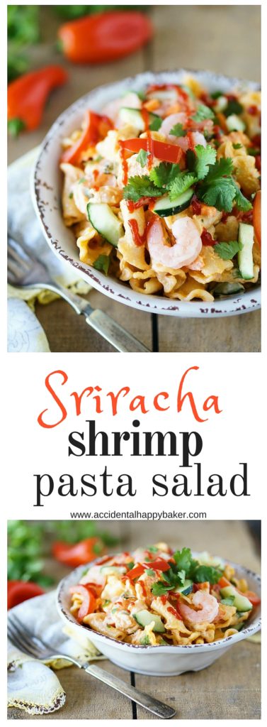 Sriracha Shrimp Pasta Salad - Accidental Happy Baker